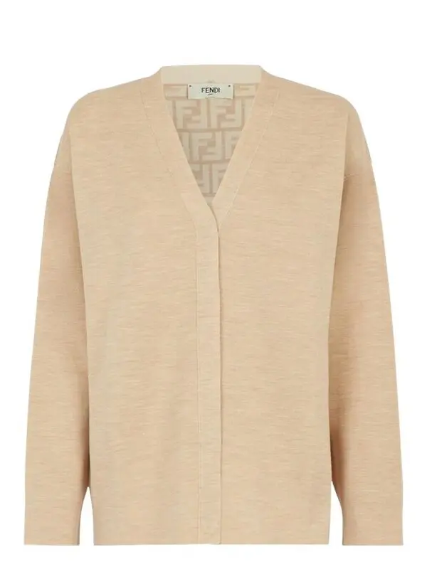 Fendi V-neck Cardigan With Ff Pattern Lining - No