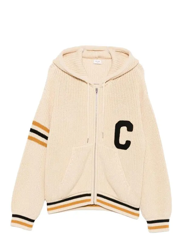Celine C" Graphic Zip-up Hoodie - Nude