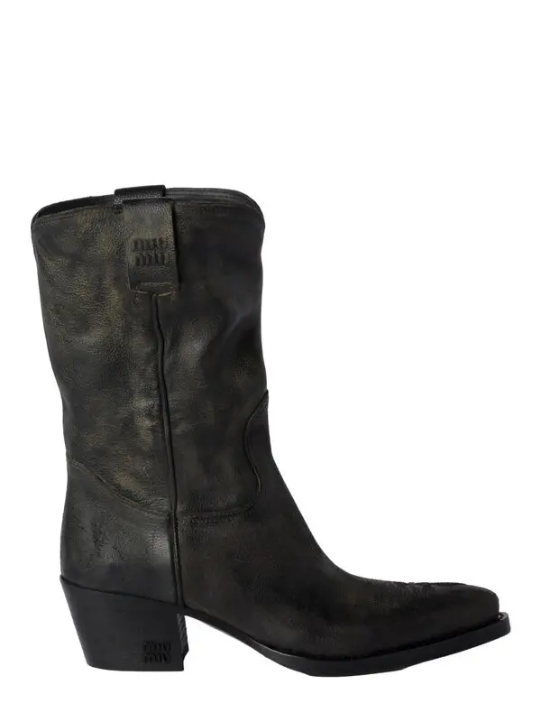Miu Miu Leather Boots - Black