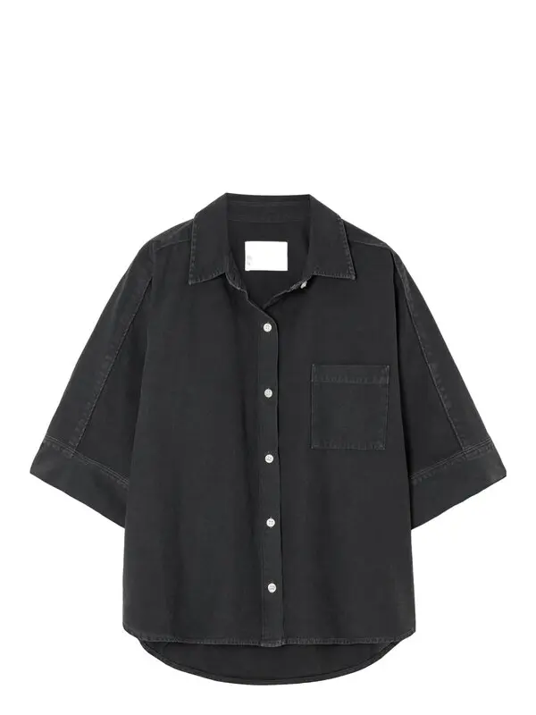 Citizens Of Humanity Short Sleeve Collared Shirt With Pocket - Black