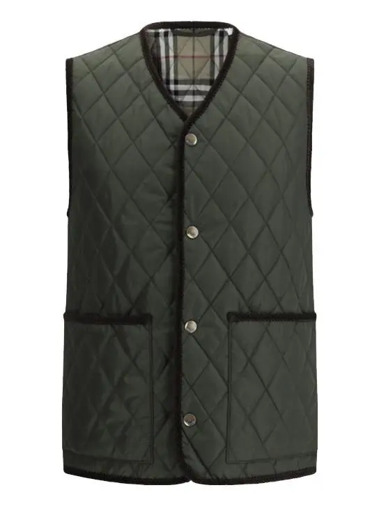 Burberry Quilted V-neck Sleeveless Gilet - Black