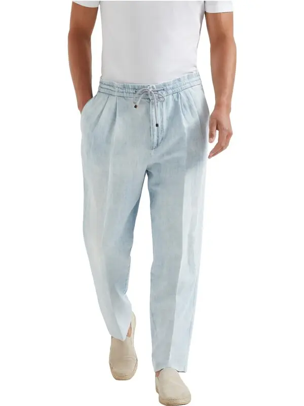 Brunello Cucinelli Double Pleated Drawstring Jeans - Gray