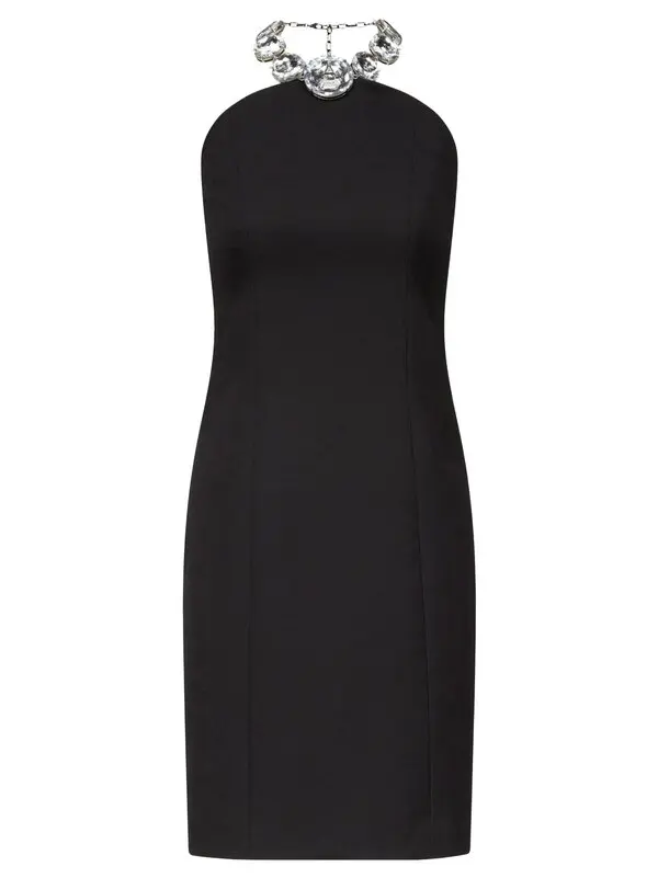 AREA Crystal-embellished Halter Dress - Black