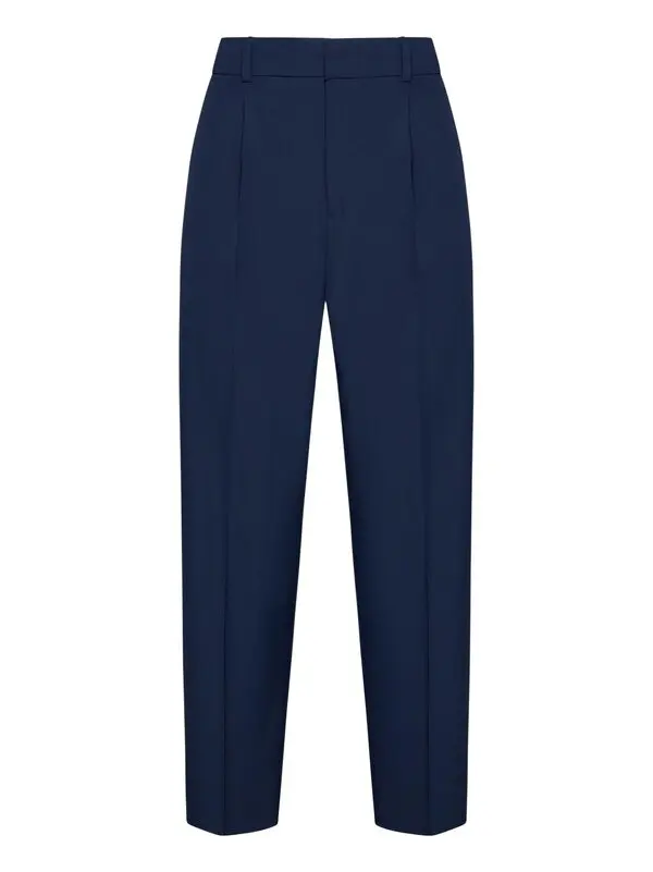 PT TORINO Mid-rise Tailored Wide-leg Trousers - Blue