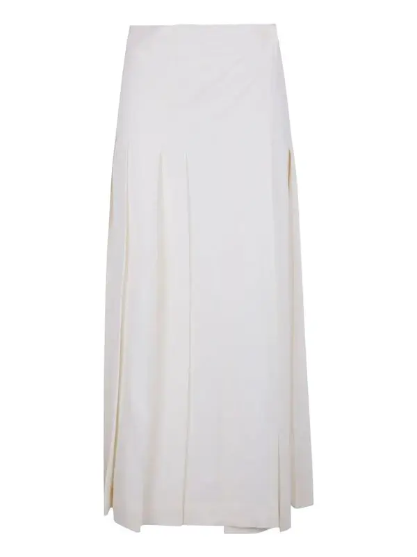 P.a.r.o.s.h Pleated Midi Skirt With Side Slits - Cream