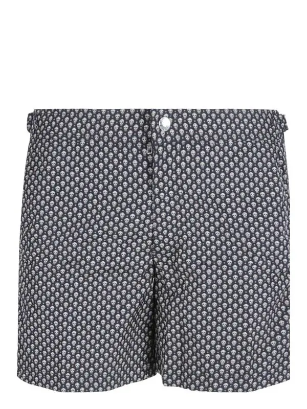 Alexander McQueen Skull Patterned Button-down Shorts - Black