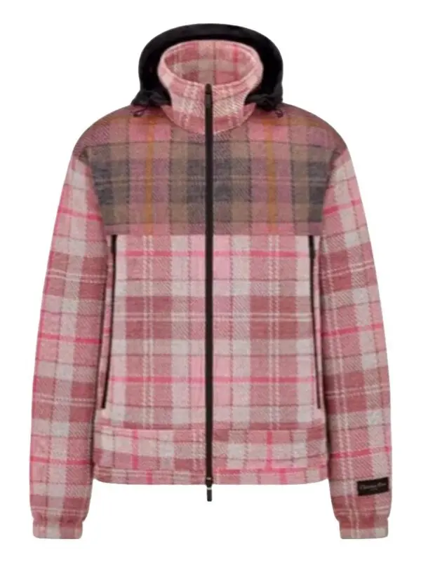 Dior Plaid Jacquard Jacket With Hood - Pink