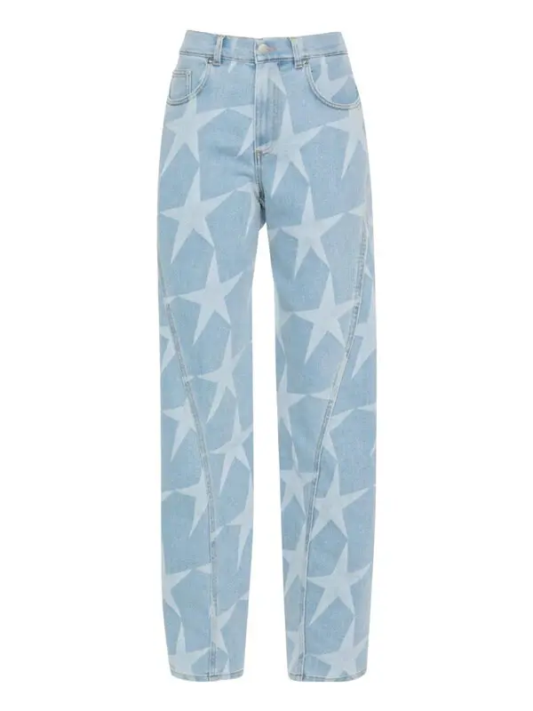 MUGLER Star-print Low-rise Tapered Jeans - Blue