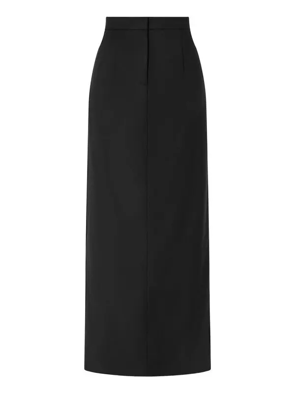 Tove Back Slit Midi Skirt - Black