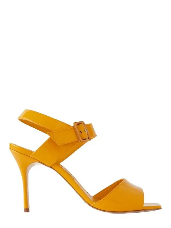 Manolo Blahnik Patent Leather Sandals - Orange