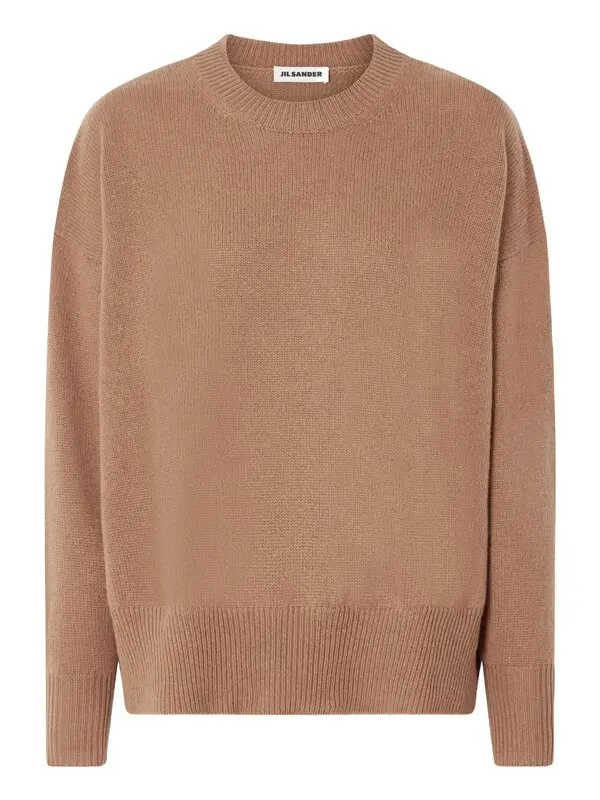 JIL SANDER Cashmere Sweater With Drop Shoulder And Side Slits - Sand