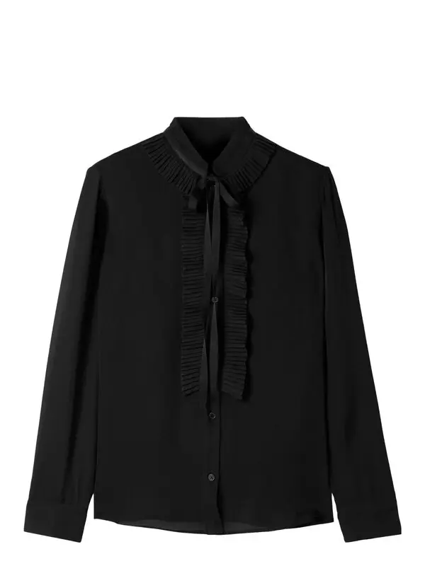 NILI LOTAN Bertille Ruffled Button Blouse - Black