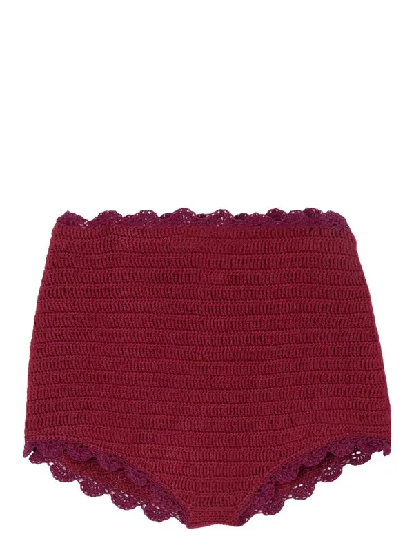 Magda Butrym Fan-shaped Crochet Shorts - Burgundy Red