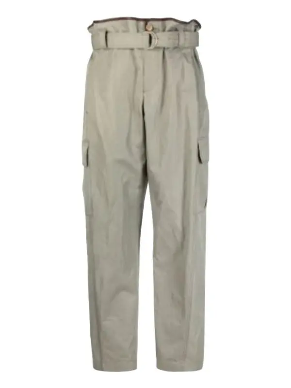 Brunello Cucinelli High Waisted Belted Trousers - Gray