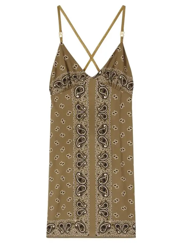 Palm Angels Paisley Printed V-neck Slip Dress - Brown