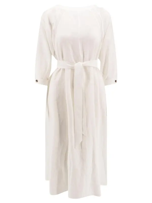 Loro Piana Round Neck Dress With Short Sleeves And Side Pockets - No