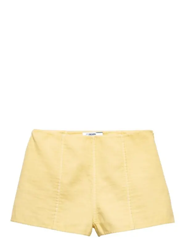 Prada Zip-up Shorts With Logo Detail - Yellow