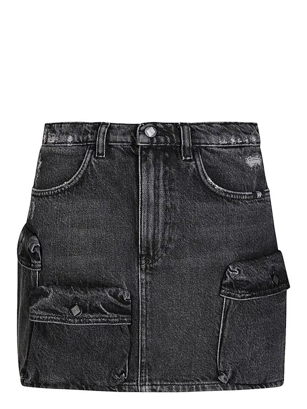 AMISH SUPPLIES Belt-loop Denim Mini Skirt - Black