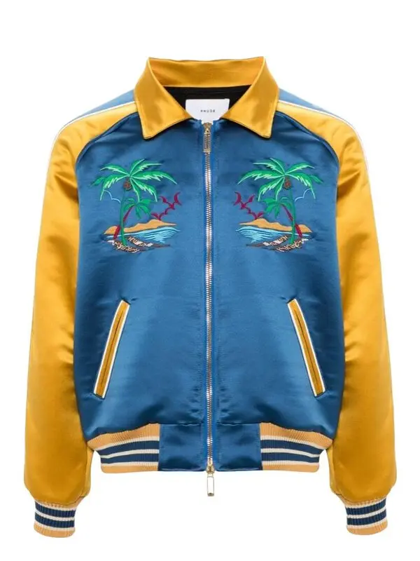 Rhude Palm Eagles Embroidered Bomber Jacket - Multicolor