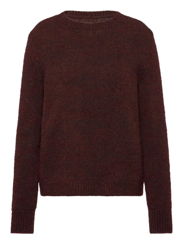 MAISON MARGIELA Crewneck Knit Top With Ribbed Details And Four-stitch Back - Red