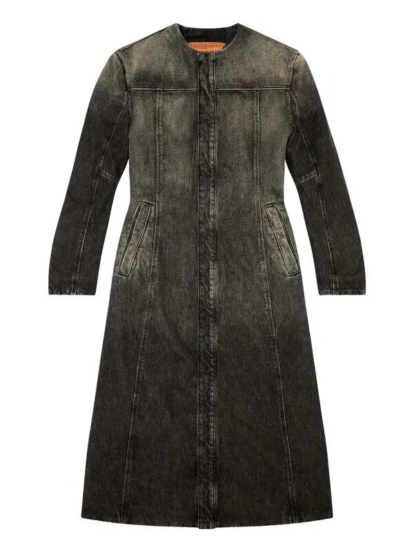 DIESEL® Denim Round Collar Coat - Black