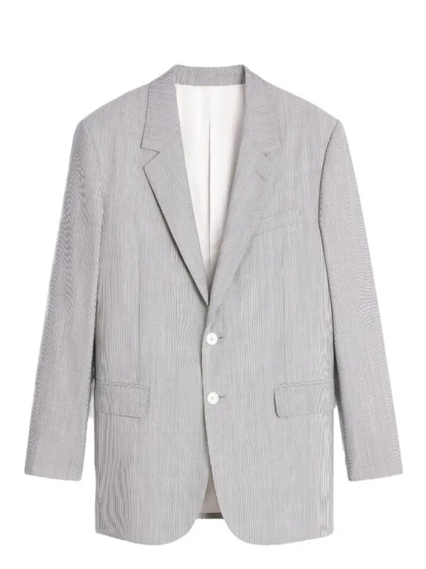 Celine Jude Jacket In Striped Wool And Silk - Chalk/black