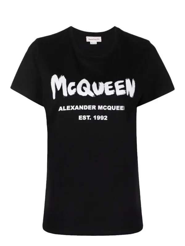 Alexander McQueen Logo Print Crewneck T-shirt - Black