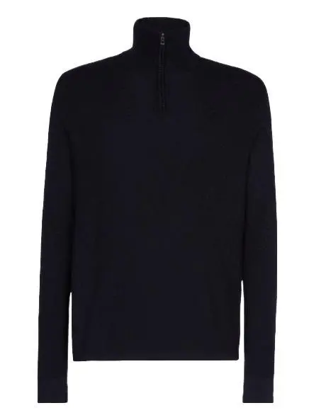 Sease Stand Collar Knitwear With Half-length Zip - Midnight Blue