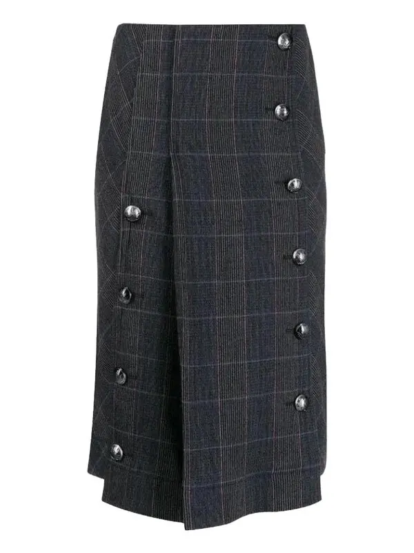 Chloé Checked Pleated Asymmetrical Skirt - Black