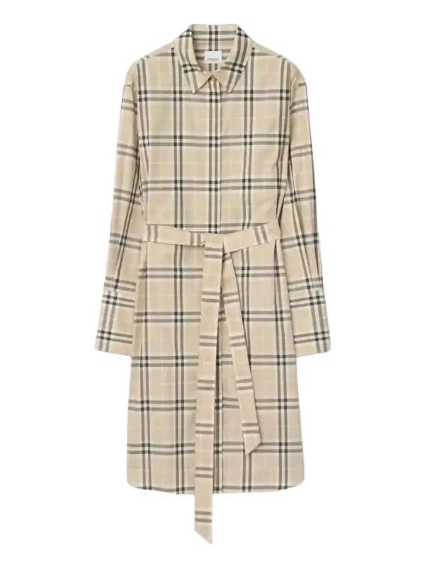 Burberry Check Stretch Cotton Shirt Dress - Nude