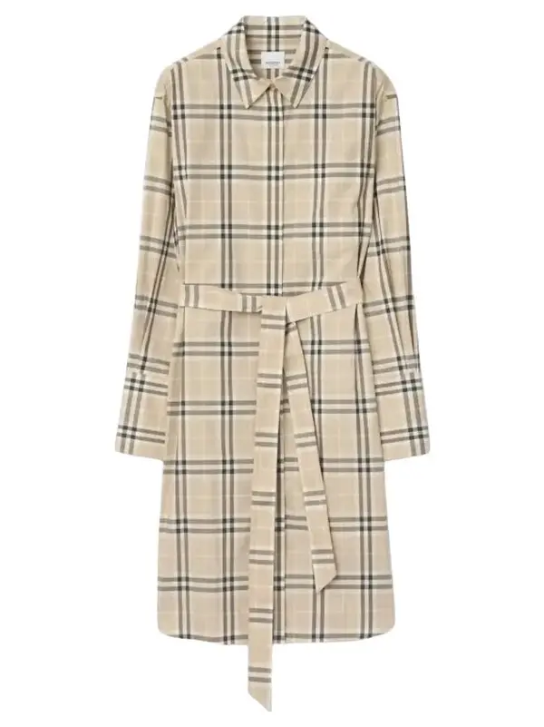 Burberry Check Stretch Cotton Shirt Dress - Nude