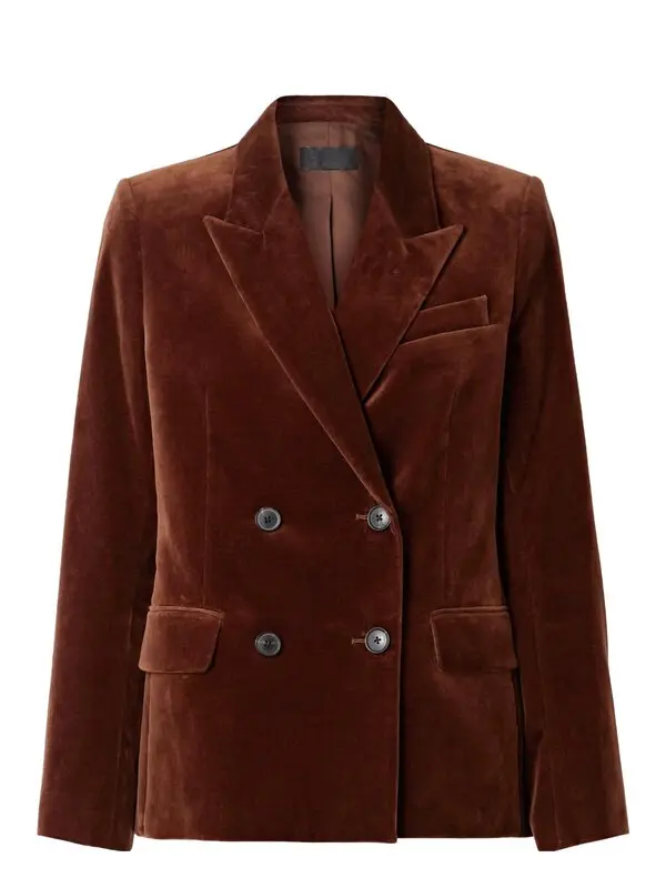 NILI LOTAN Double Breasted Suit Jacket - Brown