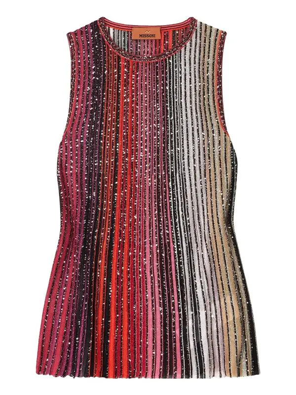 Missoni Degrade Sequin Embellished Crochet Knit Tank - Multicolor