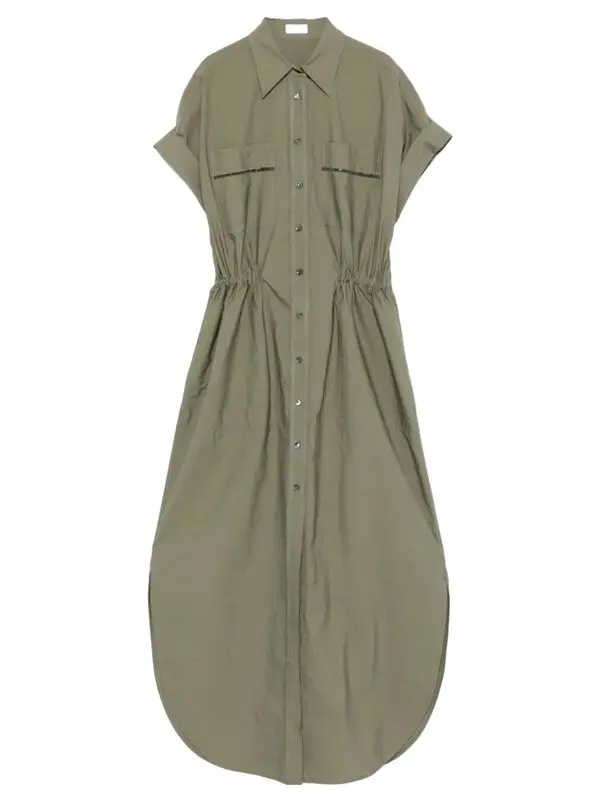 Brunello Cucinelli Monile Detailed Short Sleeved Midi Dress - Gray