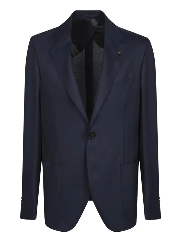 LARDINI Virgin Wool Single-breasted Blazer - Black