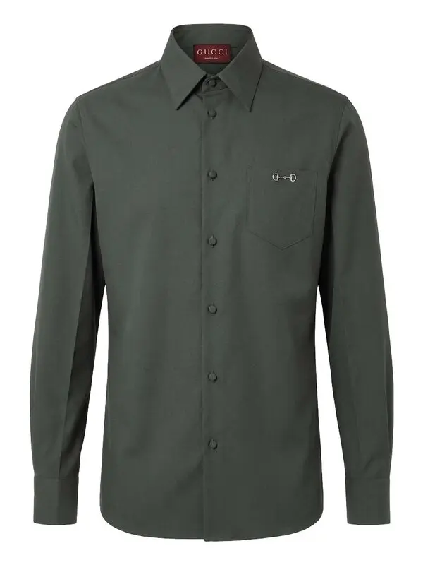 Gucci Horsebit Technical Panama Shirt - Grey