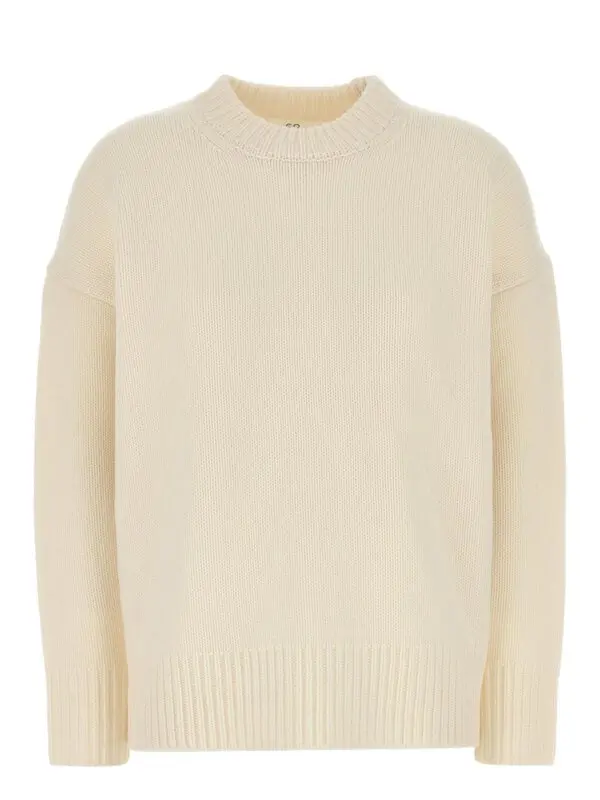 Co Name Oversized Crew Neck Knitwear - Ivory