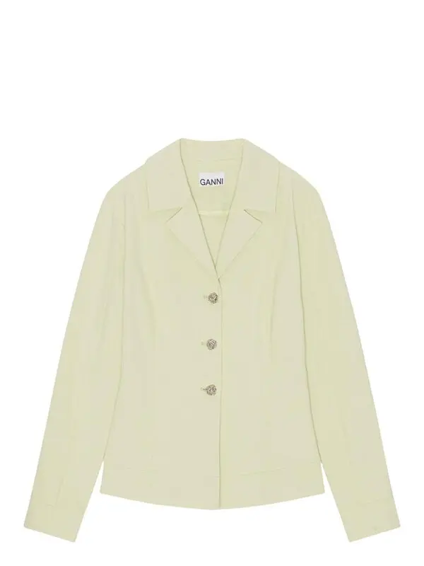 GANNI Stretch Suiting Shirt Blazer With Button Front - Green
