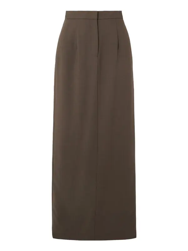 Tove Back Slit Midi Skirt - Brown