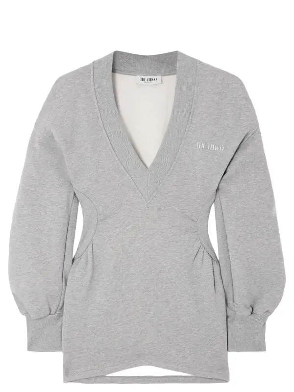 Attico Knitted Appliqué Mini Dress - Grey