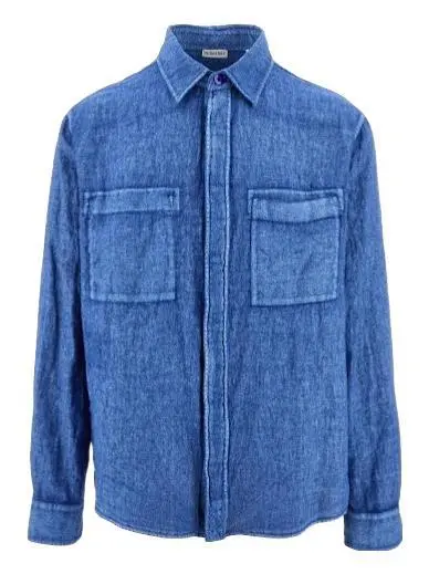 Burberry Long Sleeved Denim Shirt - Blue