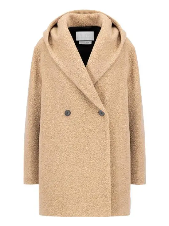 Harris Wharf London Knitted Bouclé Hooded Jacket - Beige