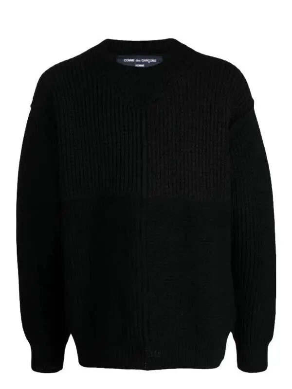 Comme Des Garçons Textured Crew Neck Sweater - Black