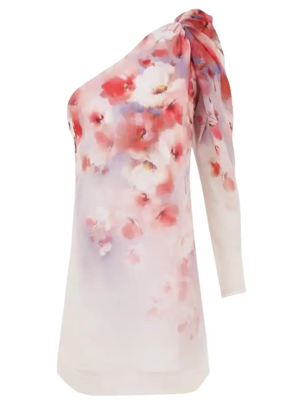 Zimmermann Crush Asymmetrical Mini Dress - Scarlet Flower