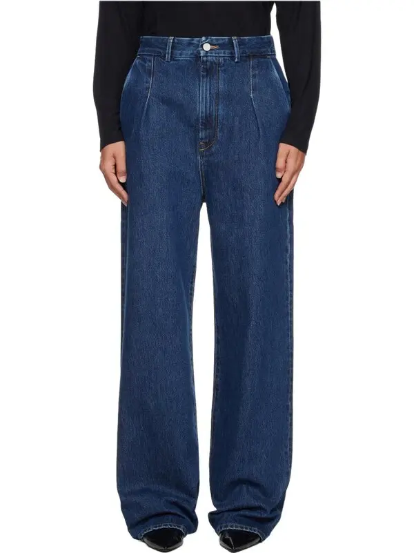 Loulou De Saison Pleated Straight Leg Jeans - Washed Blue