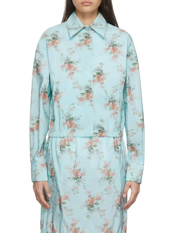 Sportmax Floral Print Long Sleeve Shirt - Blue
