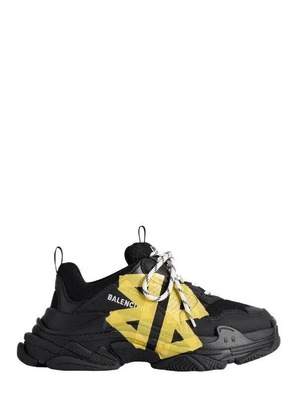 Balenciaga Triple S Tape Type Lace-up Sneakers - Black And Yellow
