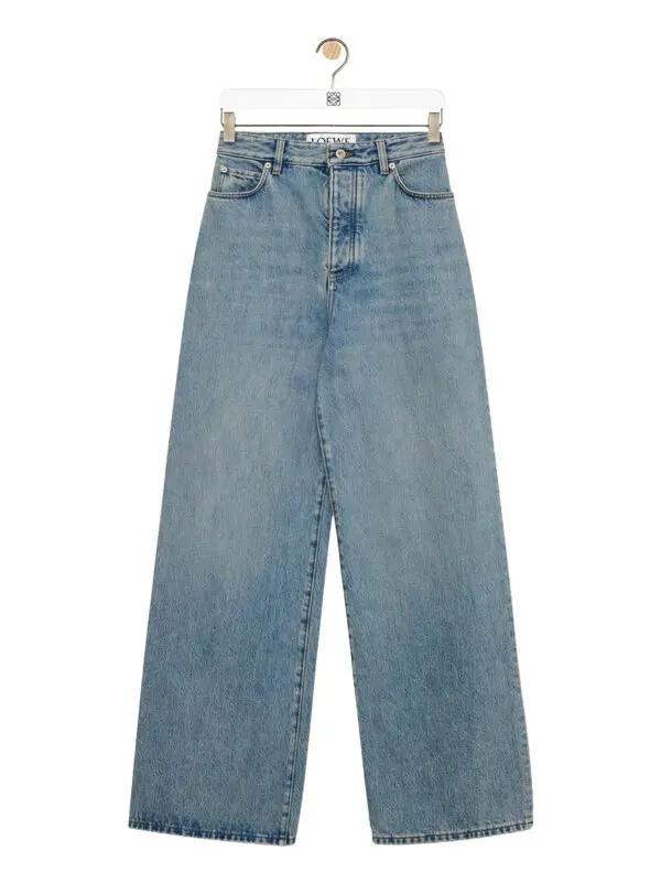 Loewe Logo Patch Wide Leg Jeans - Gray