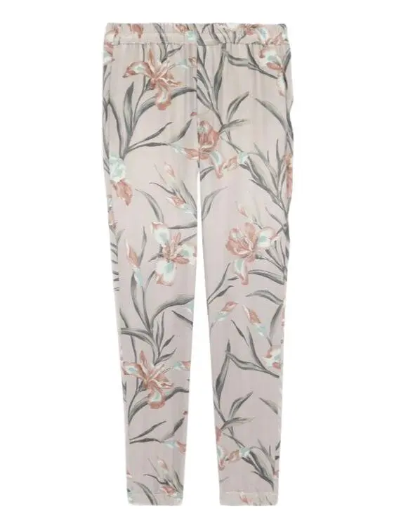 Saint Laurent Floral Printed Relaxed Fit Drawstring Pants - Gray