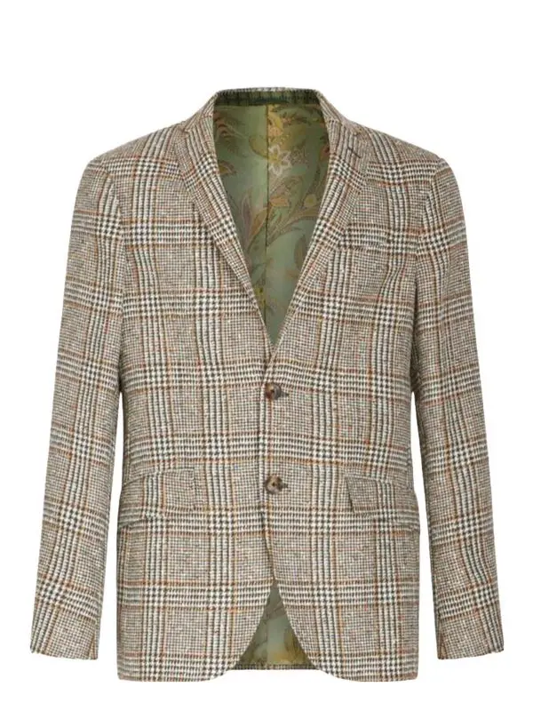 Etro Check Linen- And Cotton-blend Blazer - Nude